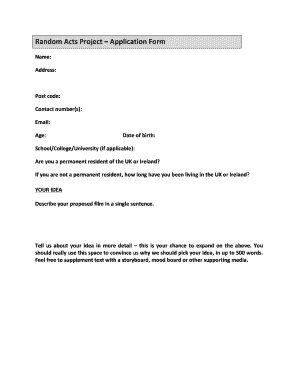Fillable Online callingtheshots co Final-Random-Acts-Application ...