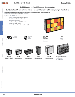 Fillable Online IDEC SLC40 Series Panel Mounted Annunciators - Switches ...