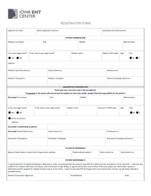 Fillable Online REGISTRATION FORM - Iowa ENT Center PLLC Fax Email ...