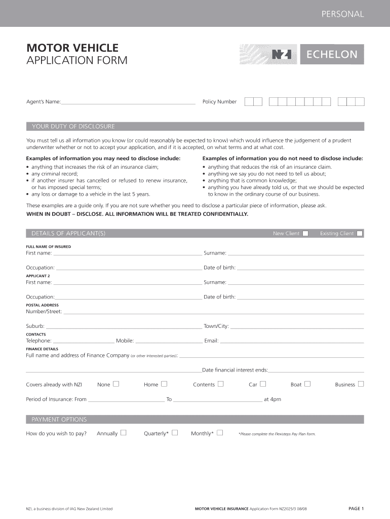 Fillable Online BMOTOR VEHICLE APPLICATIONb FORM Fax Email Print ...