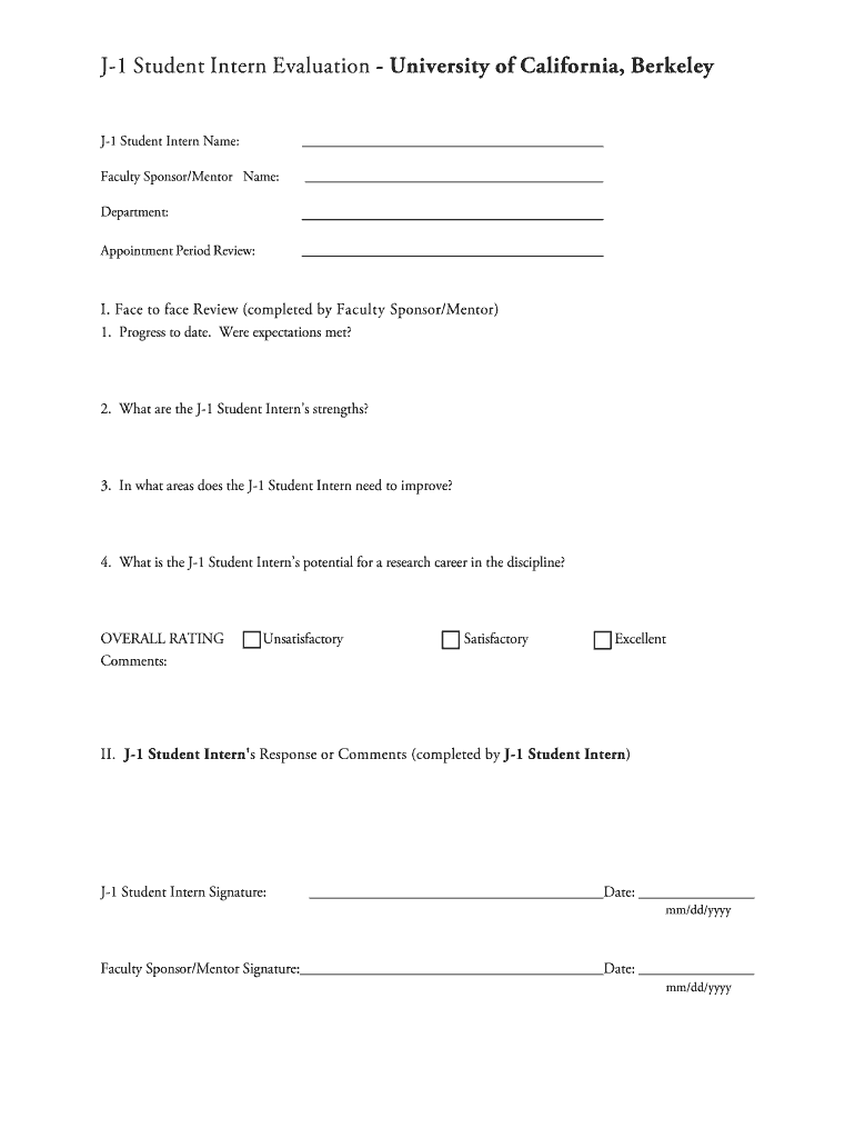 Fillable Online J-1 Student Intern Instructions - Berkeley International Office Fax Email Print ...