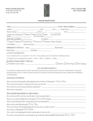 Fillable Online bcback Chiropractic Initial Intake Form - BC Back Fax ...