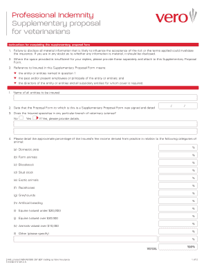 Fillable Online Professional Indemnity Supplementary proposal for ...