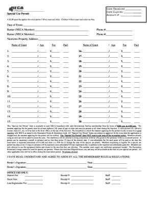 Fillable Online newtownestates NECA Forms - Special Permit ...