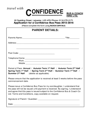 Fillable Online st-pauls leicester sch Bus Pass Application Form - st ...