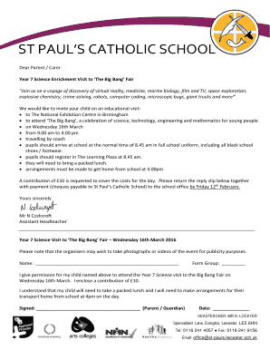 Fillable Online st-pauls leicester sch Big Bang - St. Paul's Catholic ...
