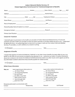 Fillable Online Auburn Memorial Medical Patient Registration ...