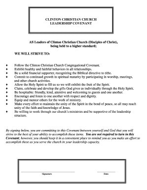Fillable Online Christian Church Leadership and Congregational Covenant ...