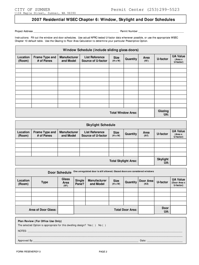 Fillable Online Washington State Residential Energy Compliance bFormb ...