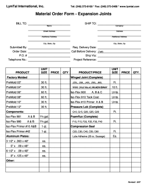 Fillable Online Iso-Flex Material Order Form - Lymtal International Fax ...