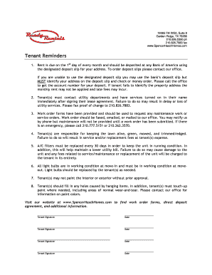 Fillable Online Tenant Reminders Fax Email Print - pdfFiller