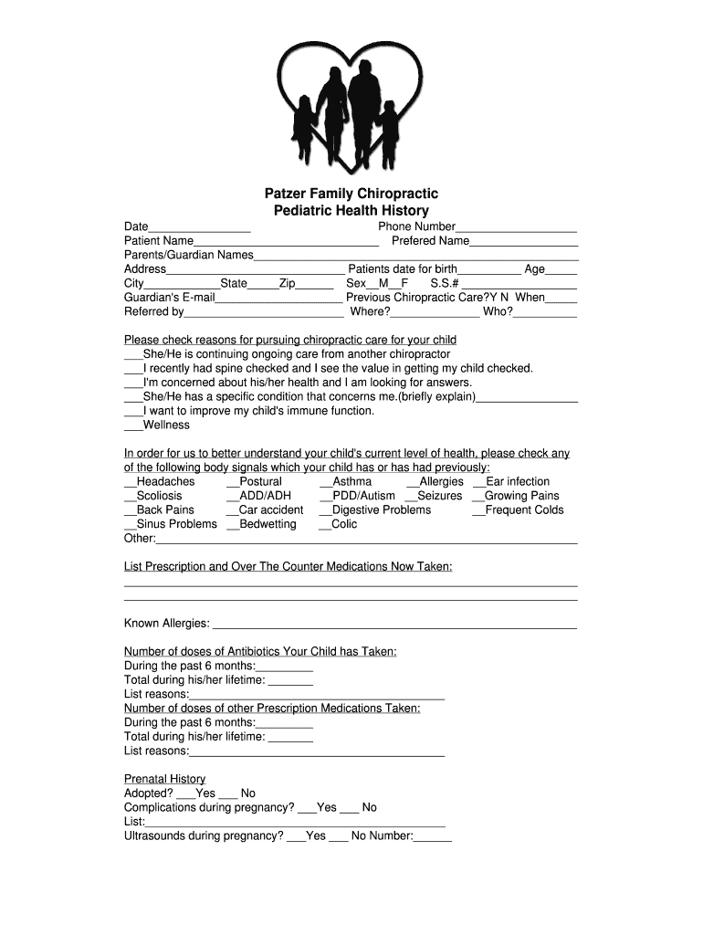 Fillable Online Patzer Family Chiropractic Fax Email Print - pdfFiller