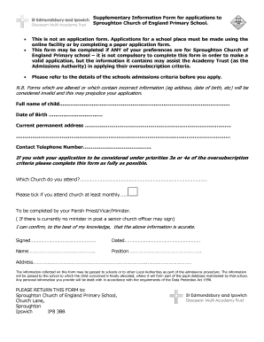 Fillable Online Supplementary Information Form for applications to ...