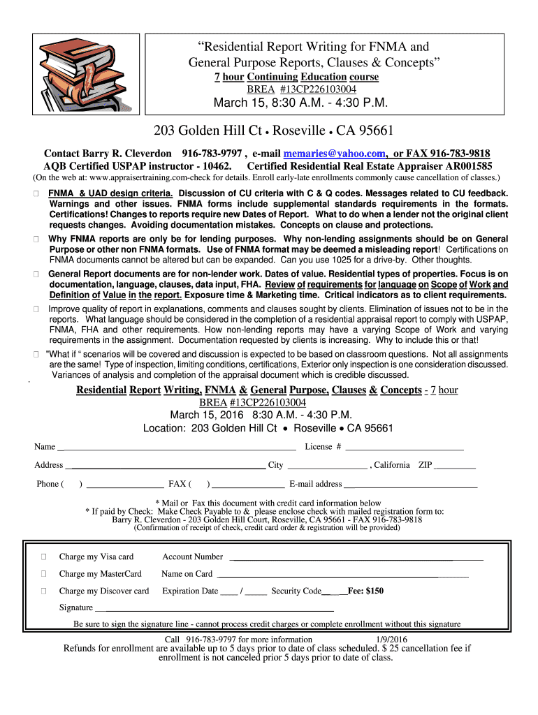 Fillable Online Residential Report Writing for FNMA and Fax Email Print ...