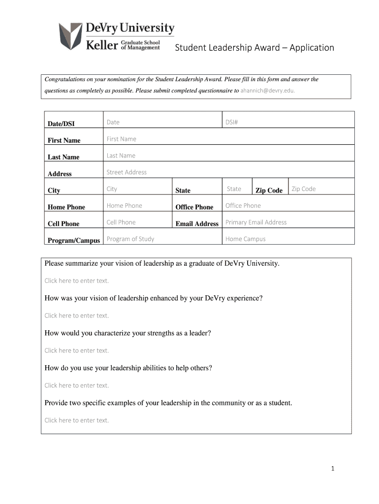 Fillable Online Please submit completed questionnaire to ahannich devry ...