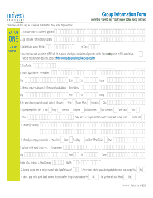 Fillable Online Group Information Form - Univera Healthcare Fax Email ...