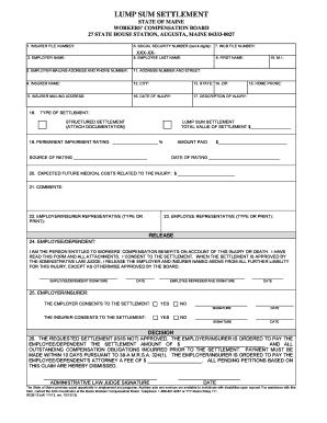 Fillable Online state me Lump sum settlement WCB 10 Fax Email Print ...