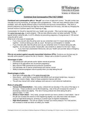 Fillable Online Combined oral contraceptive pills or the pill are a ...