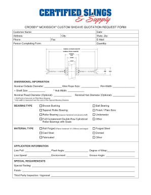 Fillable Online CROSBY MCKISSICK CUSTOM SHEAVE QUOTATION REQUEST FORM ...