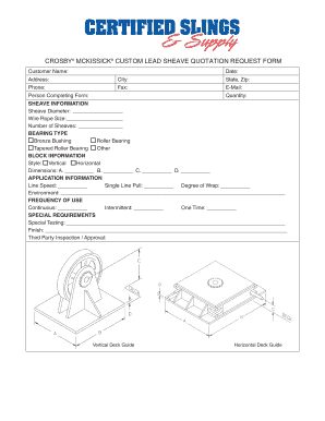 Fillable Online CROSBY MCKISSICK CUSTOM LEAD SHEAVE QUOTATION REQUEST ...