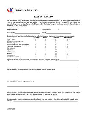 Fillable Online EXIT INTERVIEW It is our company policy to conduct an exit interview with each ...