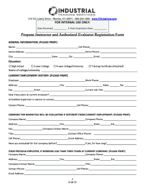 Fillable Online Propane Instructor and Authorized Evaluator ...