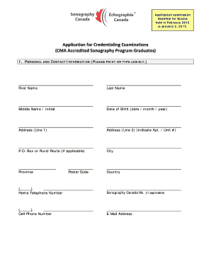 Fillable Online sonographycanada Application for Credentialing Examinations - Sonography Canada ...