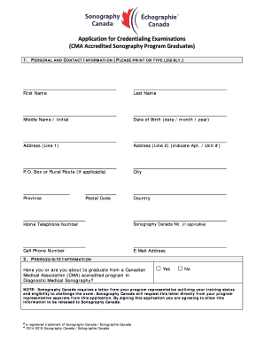 Fillable Online sonographycanada CRGS and/or CRCS Exam Application ...