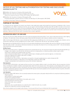 Fillable Online Notice of hiv testing and authorization for testing and ...