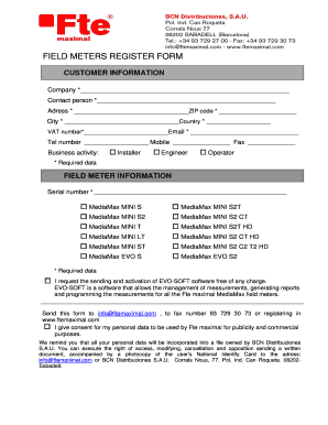 Fillable Online FIELD METERS REGISTER FORM - bftemaximalbbcomb Fax ...