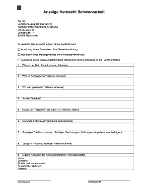 Ausfüllbar Online Anzeige Verdacht Schwarzarbeit - Formularserver der ...