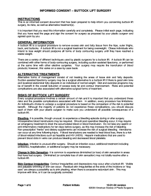 Fillable Online INFORMED CONSENT BUTTOCK LIFT SURGERY INSTRUCTIONS Fax ...