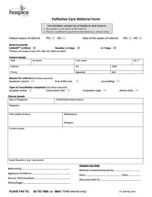 Fillable Online hospicetaranaki org Palliative Care Referral Form ...