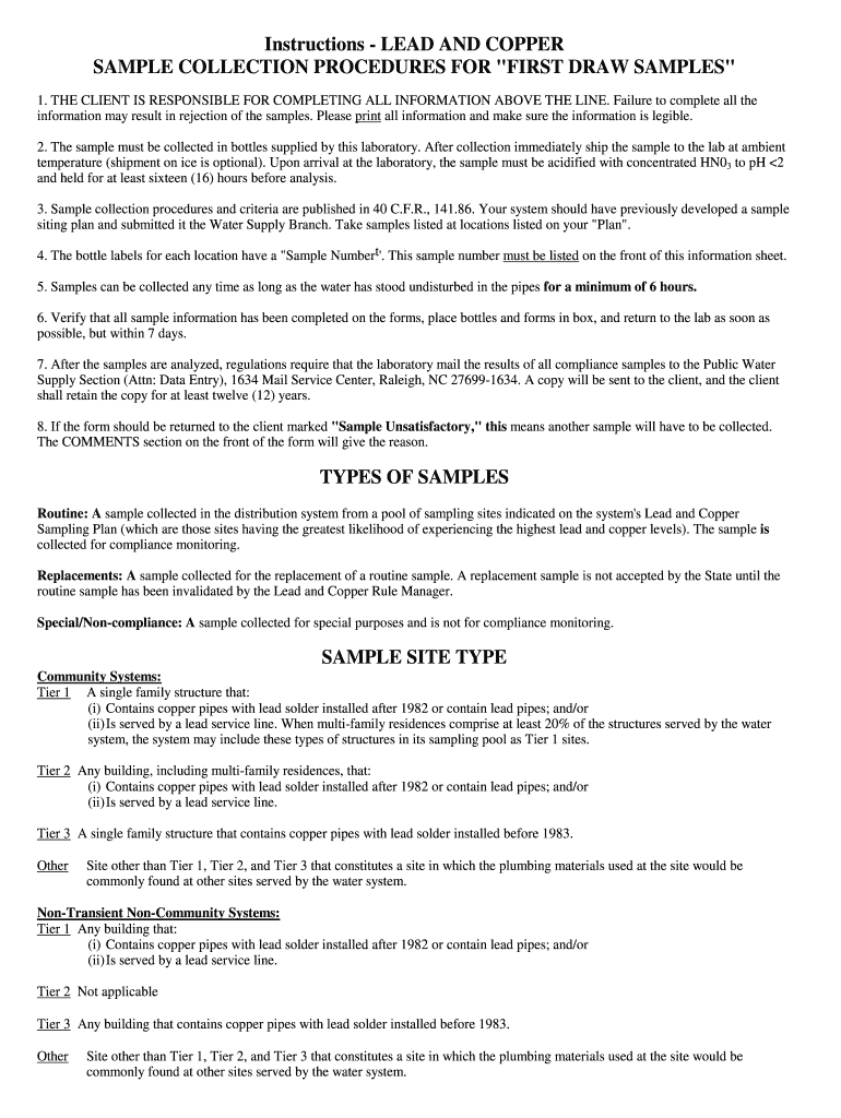 Fillable Online Instructions - LEAD AND COPPER Fax Email Print - pdfFiller