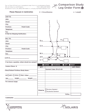 Fillable Online Solaris Tribute Measure Order Form - Lower Extremity ...