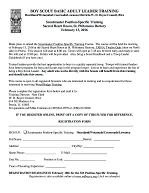 Fillable Online BOY SCOUT BASIC ADULT LEADER TRAINING - W.D. Boyce ...