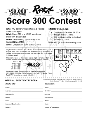 Fillable Online Score 300 Contest Fax Email Print - pdfFiller