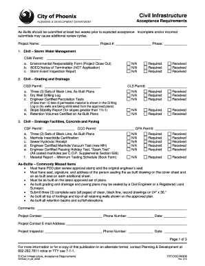 Fillable Online phoenix Civil Infrastructure Acceptance Requirements ...