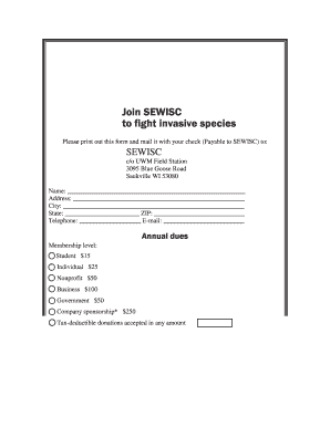 Fillable Online sewisc SEWISC Membership Form - Southeastern Wisconsin ...
