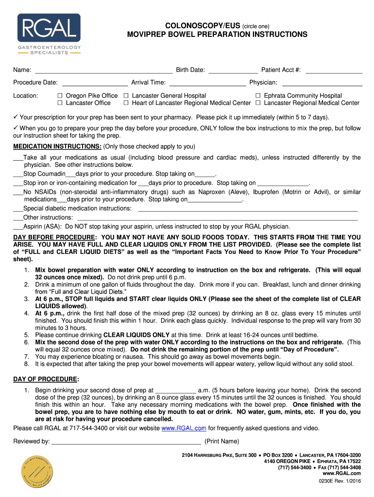Fillable Online MOVIPREP BOWEL PREPARATION INSTRUCTIONS Fax Email Print - pdfFiller