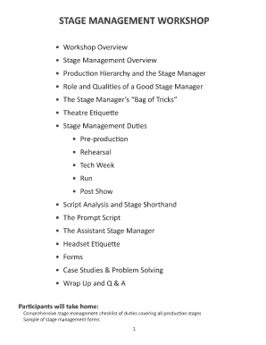 Fillable Online Stage Management Overview Fax Email Print - pdfFiller