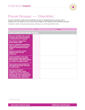 Fillable Online reason-network org Focus Groups Checklist - reason ...