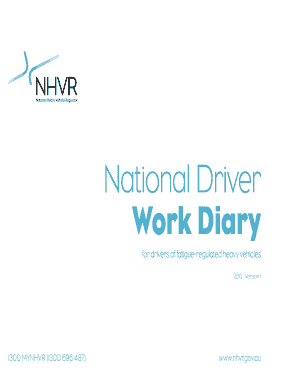 Fillable Online National Driver Work Diary - National Heavy Vehicle ...