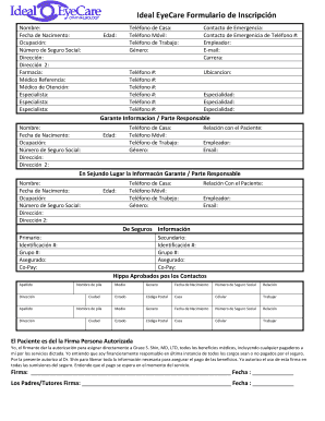 Fillable Online New Pediatric Patient Forms - English - Ideal EyeCare Fax Email Print - pdfFiller