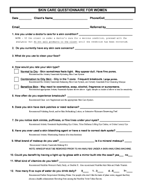 Fillable Online Skin Care Questionnaire and Script - caribbean ...