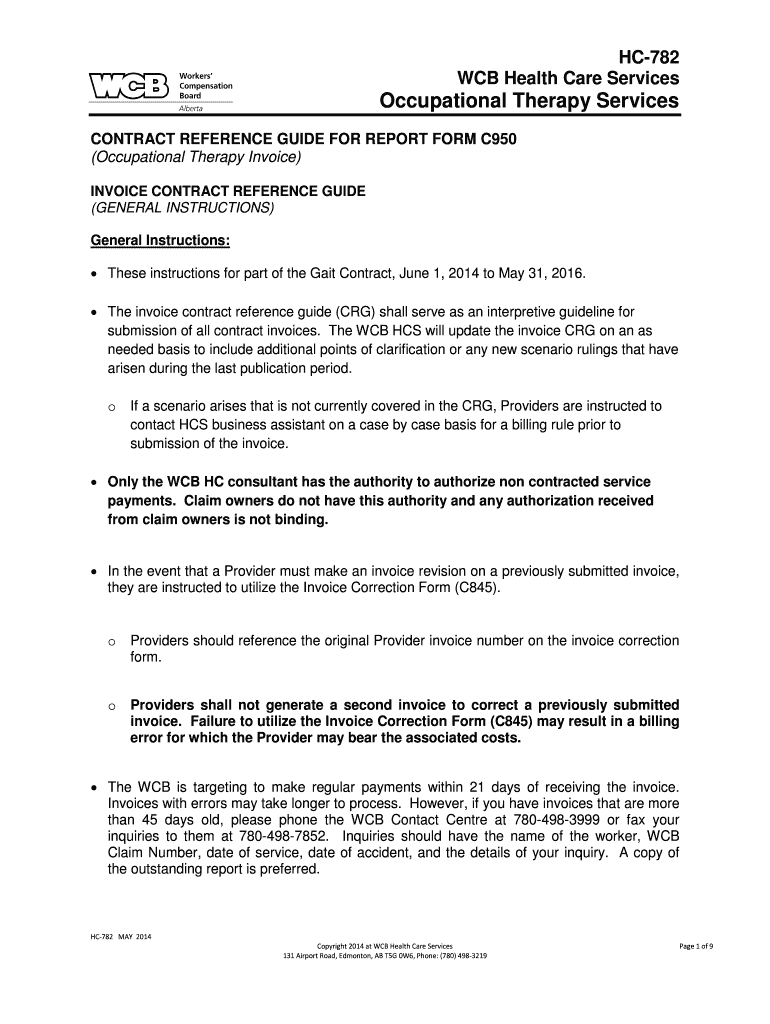 Fillable Online wcb ab Occupational Therapy Services - WCB Alberta ...