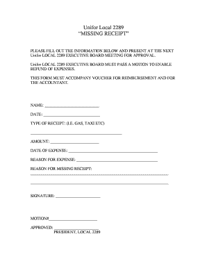 Fillable Online unifor2289 MISSINGRECEIPTFORM.doc - unifor2289 Fax ...