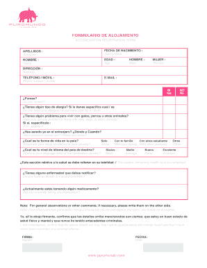 Fillable Online FORMULARIO DE ALOJAMIENTO - stapotovanjacom Fax Email ...