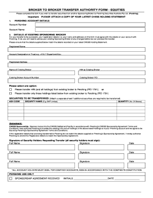 Fillable Online Pershing Broker to Broker TFR Form ...