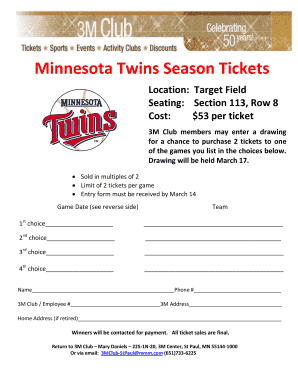 Mn Twins Season Tickets - Fill Online, Printable, Fillable, Blank ...